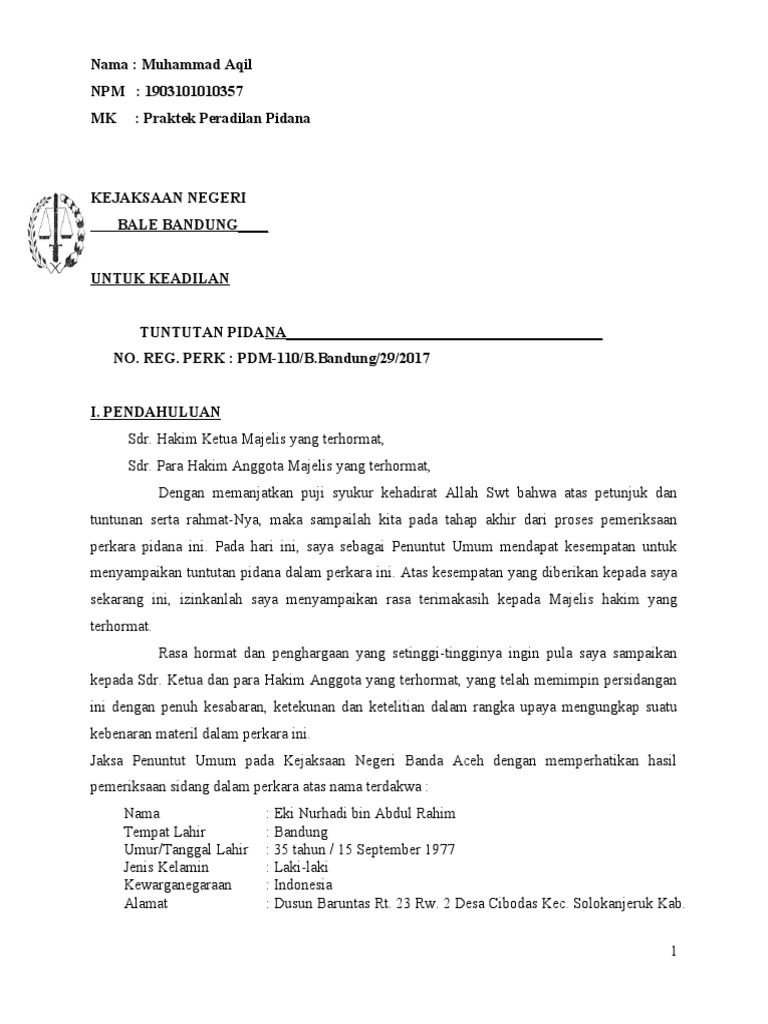 Muhammad Aqil Praktek Peradilan Pidana | PDF