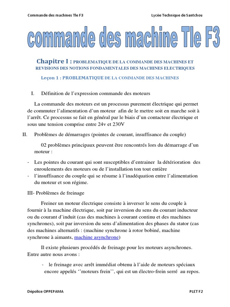 Commande Des Machines Tle F3. | PDF | Transformateur électrique | Puissance (physique)