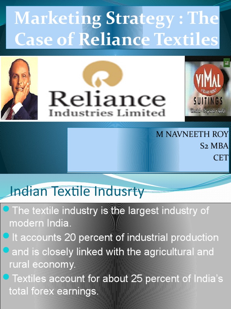 Marketing Strategy VIMAL Reliance | PDF | Textiles | Retail