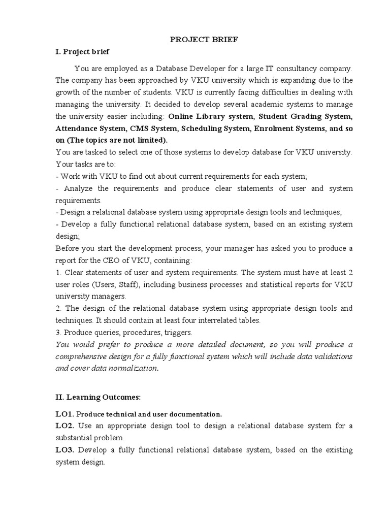 Project Brief | PDF | Databases | Relational Database