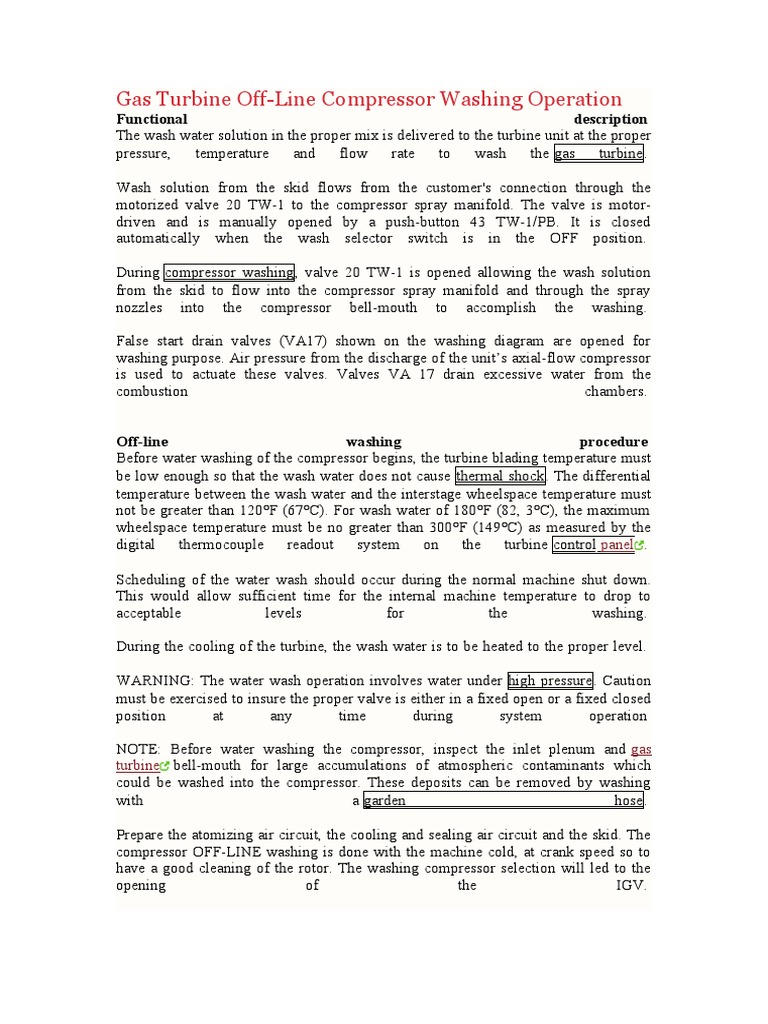 Compressor Wash | PDF | Valve | Turbine
