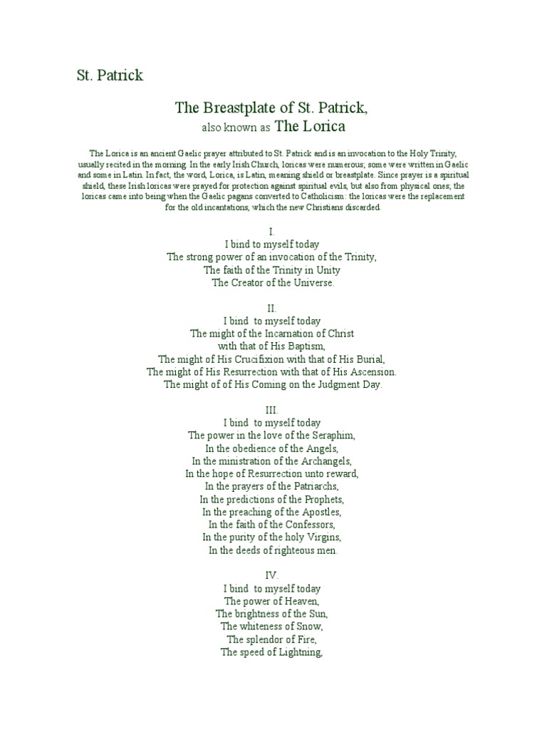 St. Patrick The Breastplate of St. Patrick, The Lorica: Also Known As ...