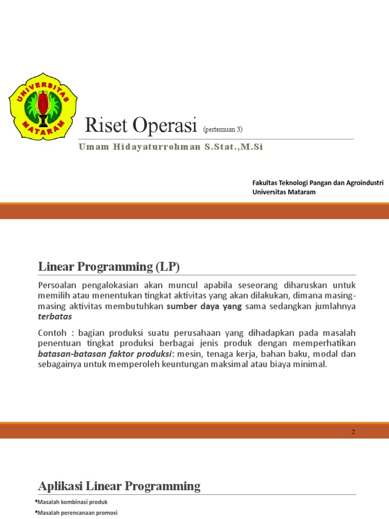 Riset Operasi (Pertemuan 3) | PDF
