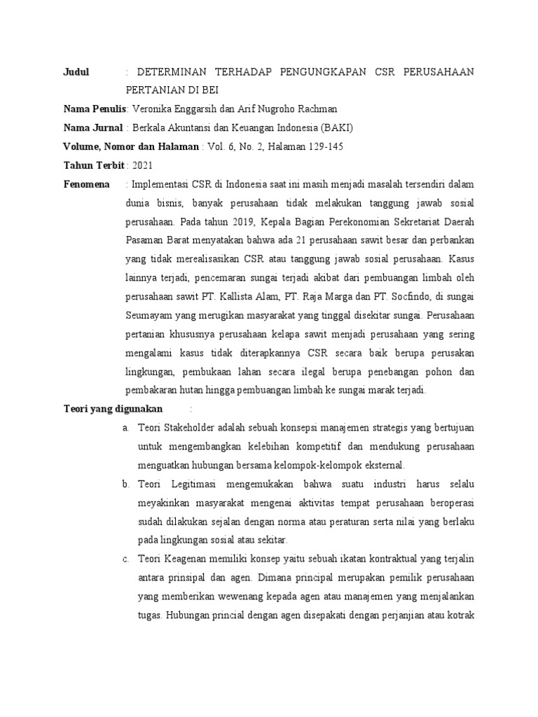 Review Jurnal CSR | PDF | Karier & Perkembangan | Bisnis