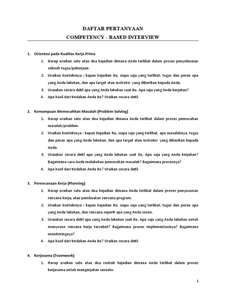 INTERVIEW - Competency-Based Interview Questions | PDF