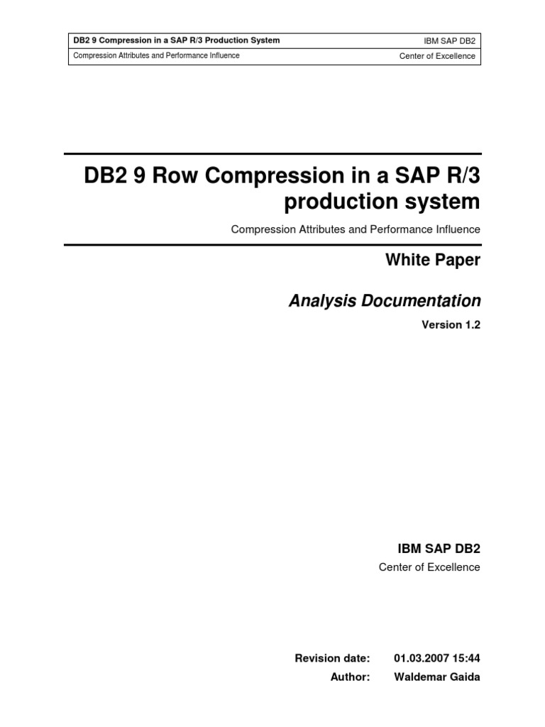 DB2 SAP Compression | PDF | Ibm Db2 | Sap Se
