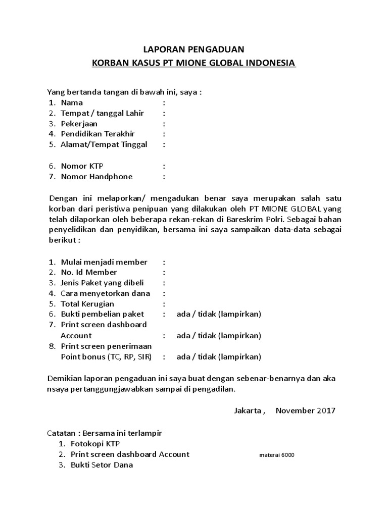 Laporan Pengaduan | PDF