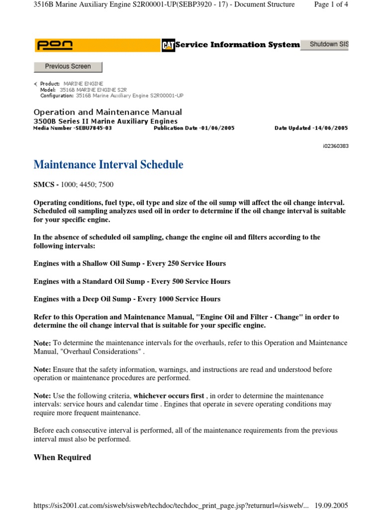 Maintenance Interval Schedule: Operation and Maintenance Manual | PDF ...