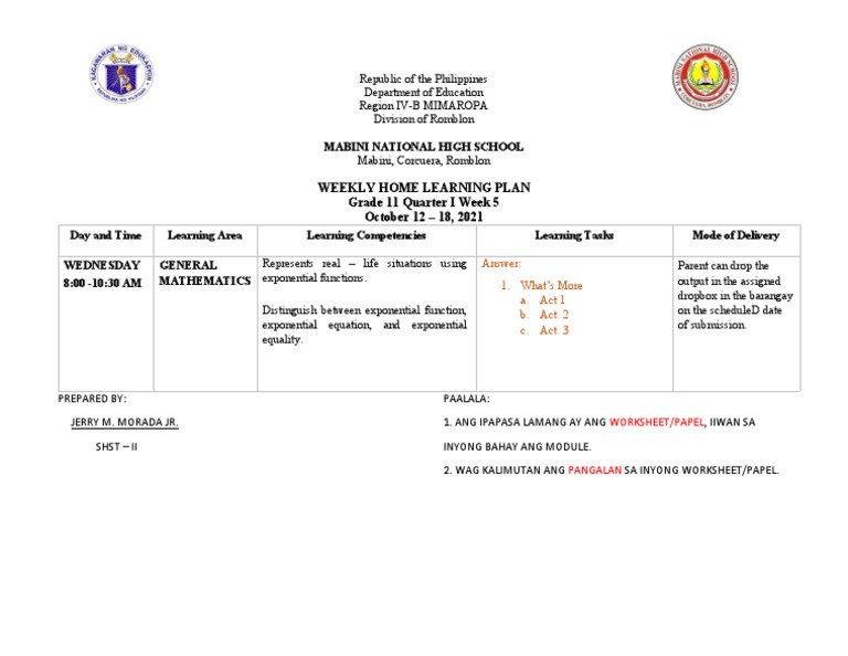 WHLP q1 Week 5 General Math | PDF
