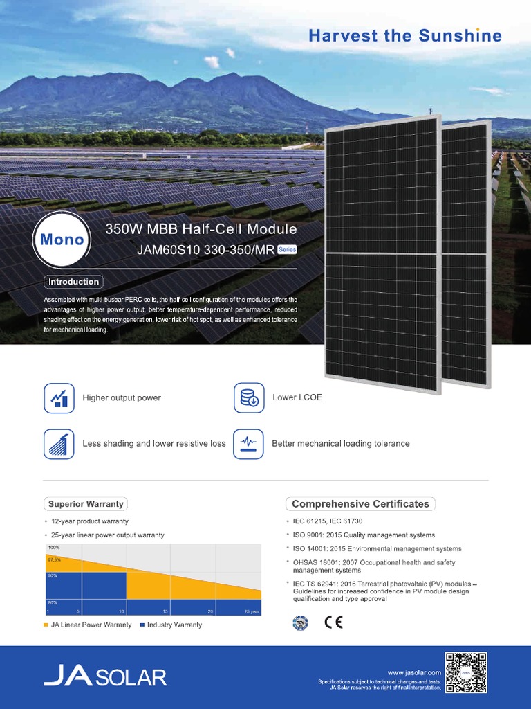 Datasheet Ja Solar 340w | PDF