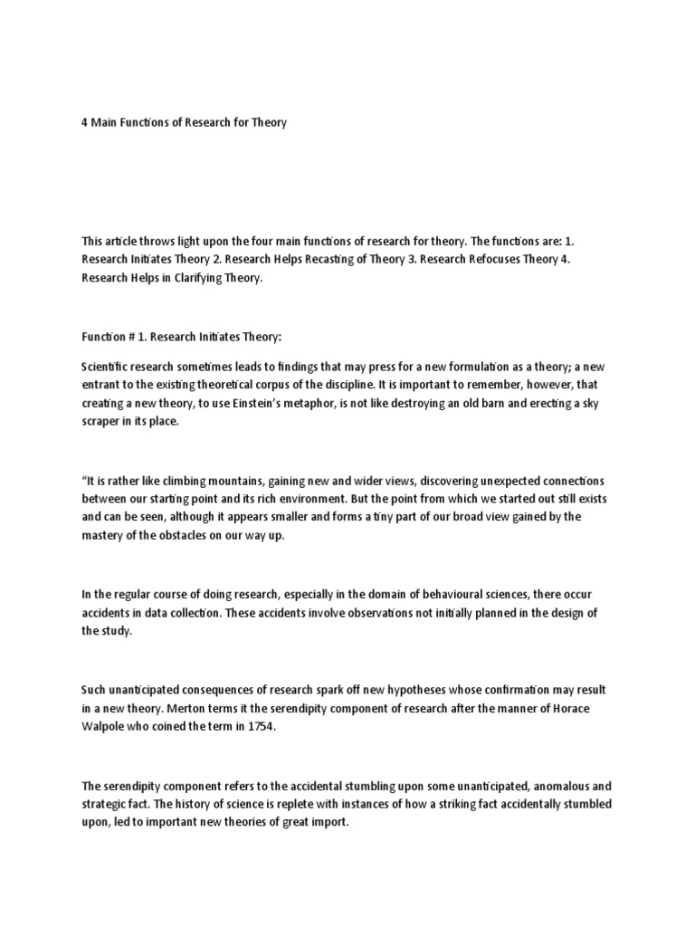 Four Functions of Research in Theory | PDF | Theory | Science