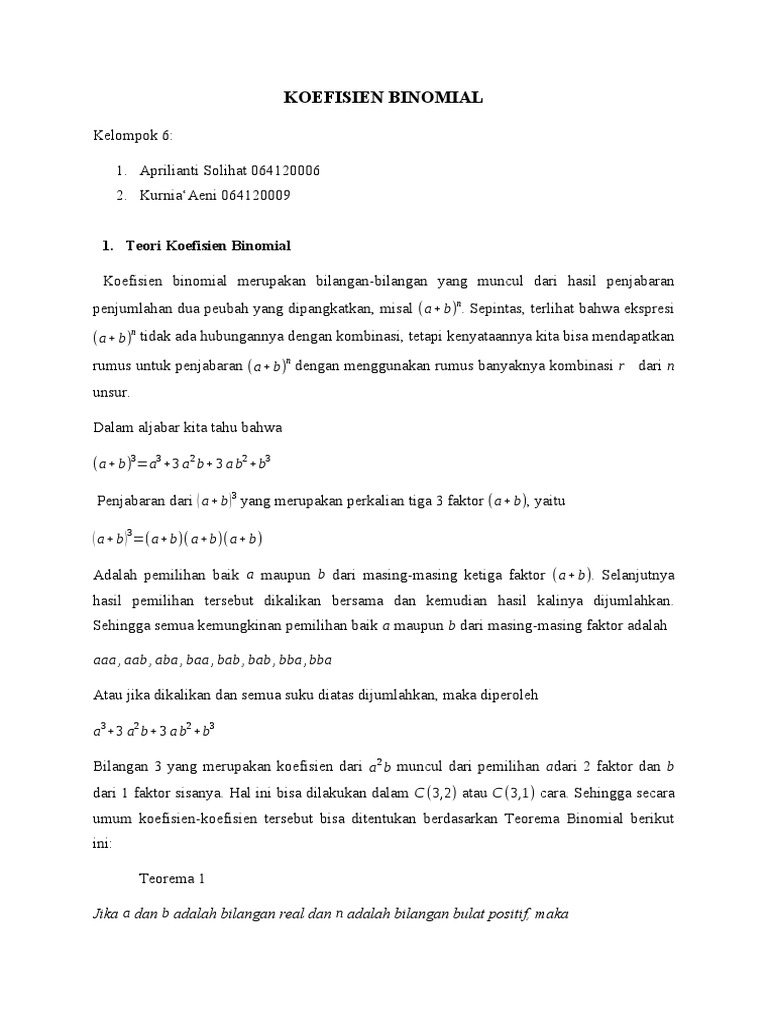 Koefisien Binomial | PDF