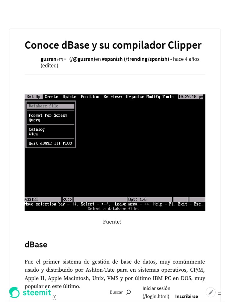 Conoce Dbase y Su Compilador Clipper - Steemit | PDF | Informática ...