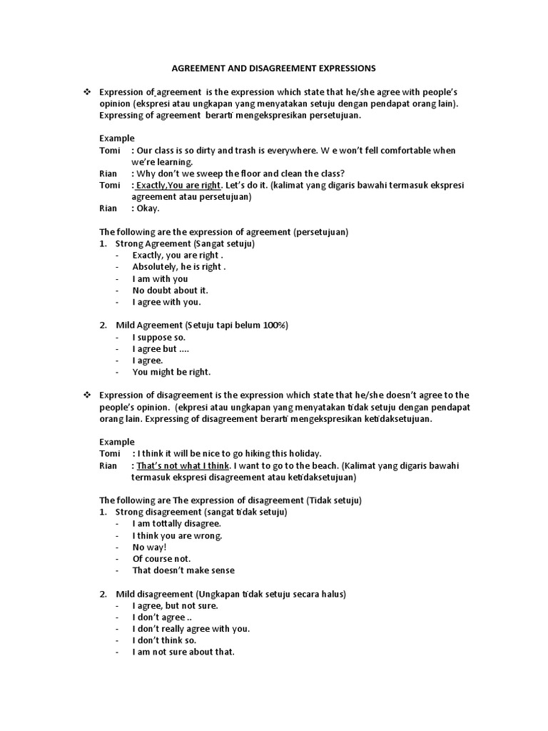 Agreement and Disagreement Expressions | PDF
