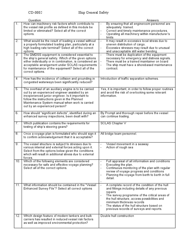 CD-0002 - Ship General Safety | PDF | Ships | Marine Propulsion