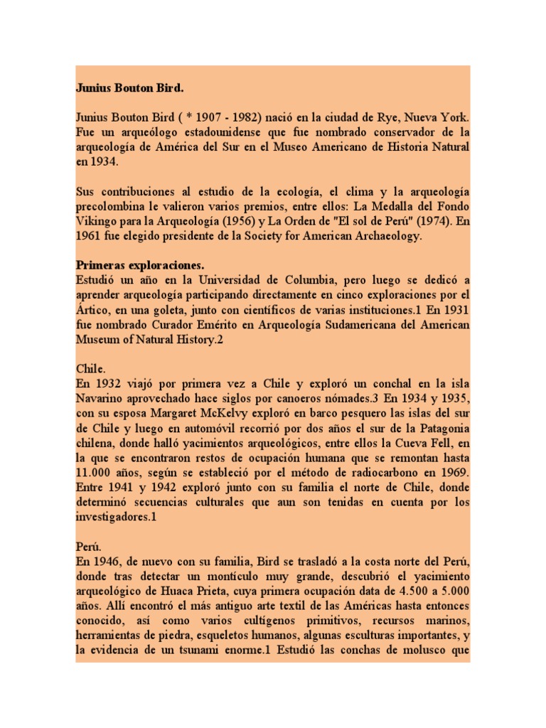 Junius Bouton Bird (1907-1982) | PDF | Arqueología
