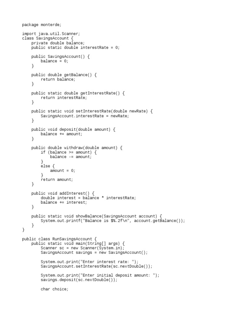 Run Savings Account | PDF | Computer Programming | Software Engineering