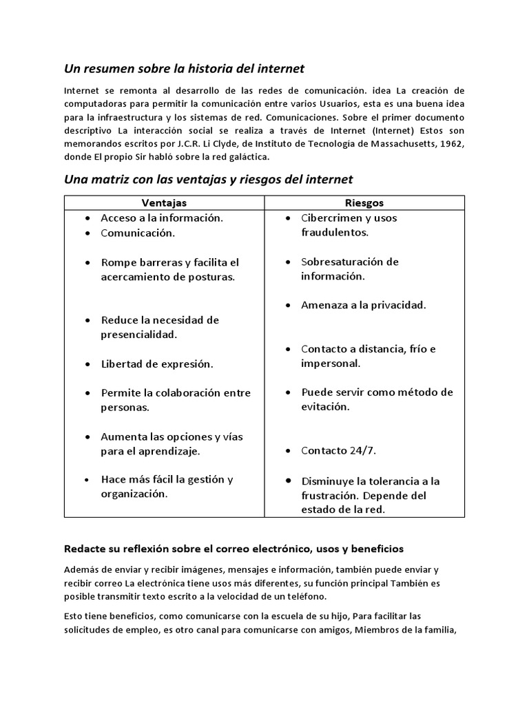 Un Resumen Sobre La Historia Del Internet | PDF