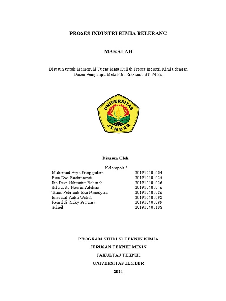 Makalah Proses Industri Kimia Beleranggg | PDF