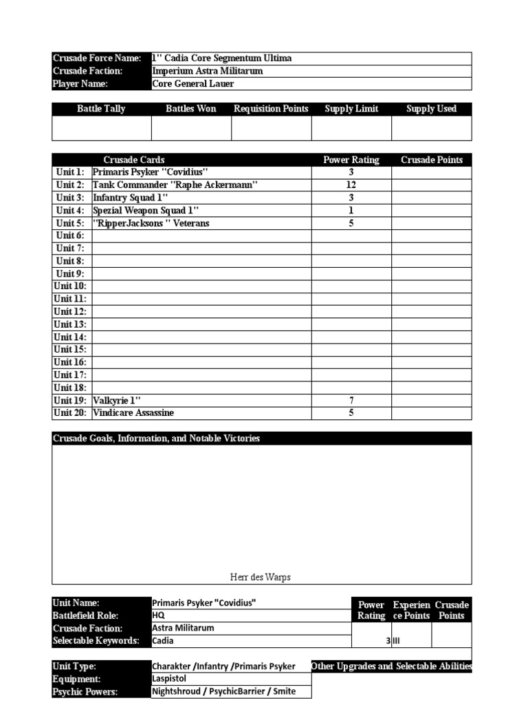 Crusade Sheets | PDF | Infantry | Wars & Military