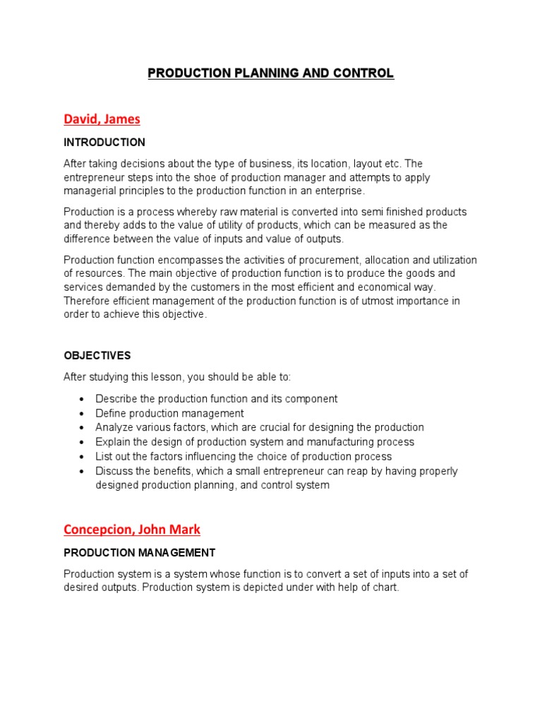 Production Planning and Control Hrst32 Group 2 | PDF | Production ...