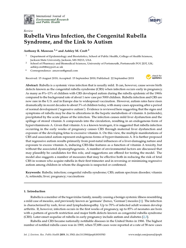 Rubella Virus Infection, The Congenital Rubella Syndrome, and The Link ...