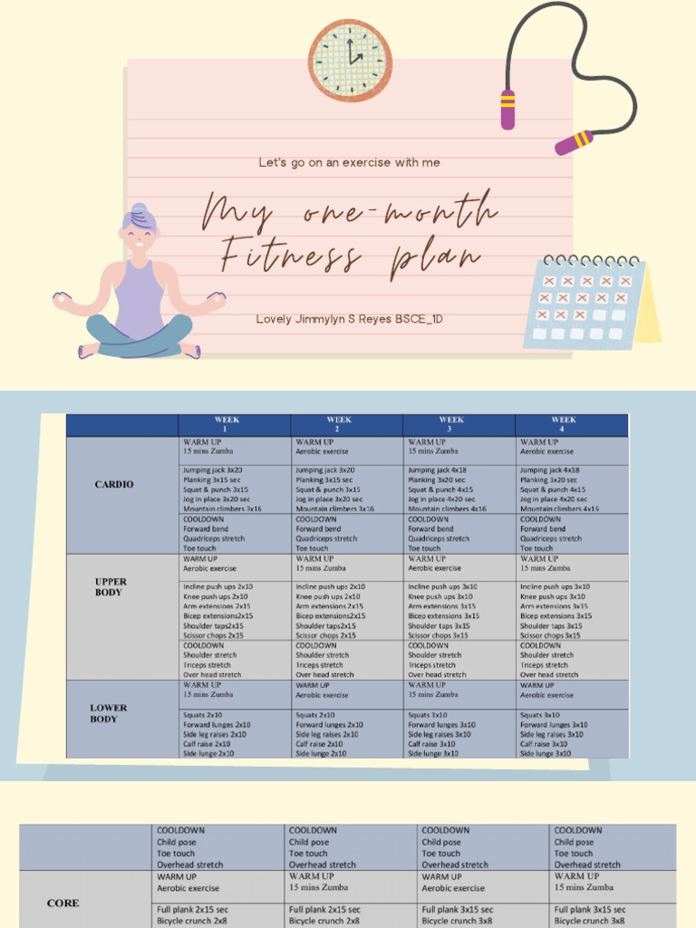 My One-Month Fitness Plan: Let's Go On An Exercise With Me | PDF ...