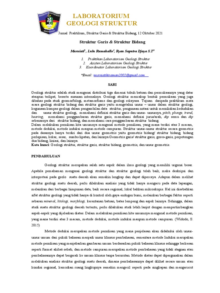 Jurnal Struktur Garis & Struktur Bidang | PDF