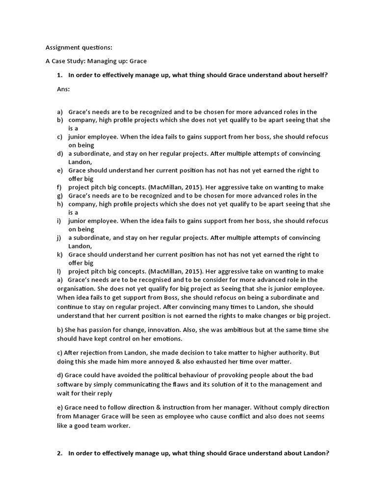 Case Study Answer | PDF | Mentorship | Expert