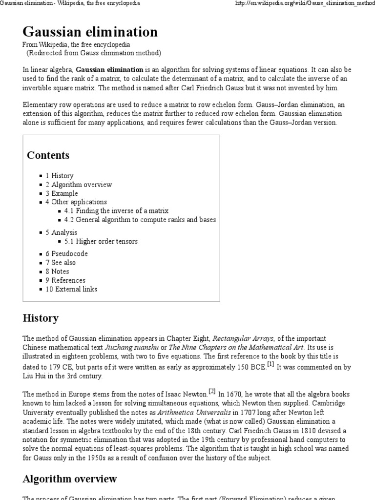 Gaussian Elimination | PDF | Matrix (Mathematics) | Mathematical Relations