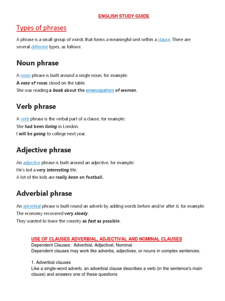 English Study Guide | Download Free PDF | Part Of Speech | Adverb