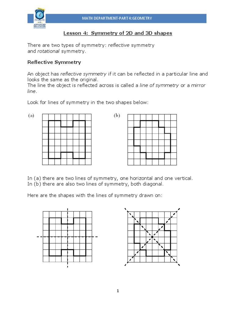 Symmetry in 2D and 3D Shapes | PDF | Shape | Geometry
