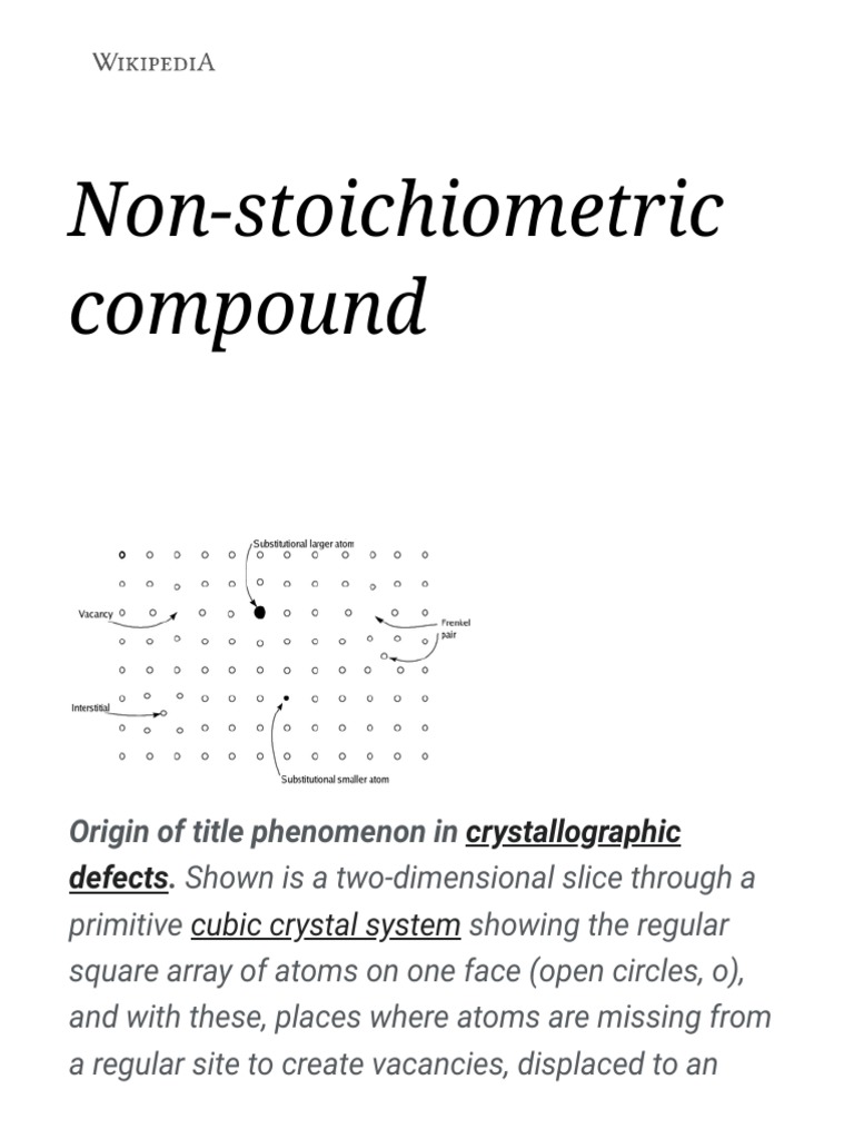 Non-Stoichiometric Compound - Wikipedia | Download Free PDF | Chemical ...