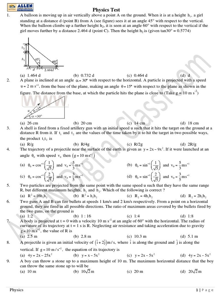 Projectile Motion | PDF | Trajectory | Projectiles