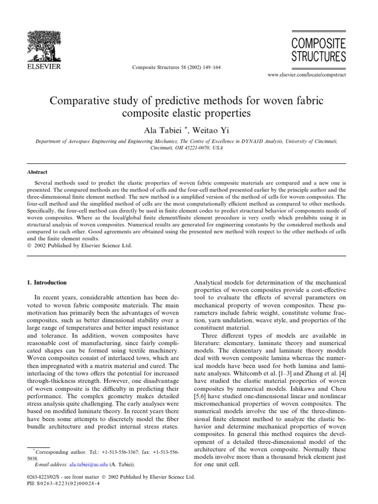 Comparative Study of Predictive Methods For Woven Fabric Composite ...