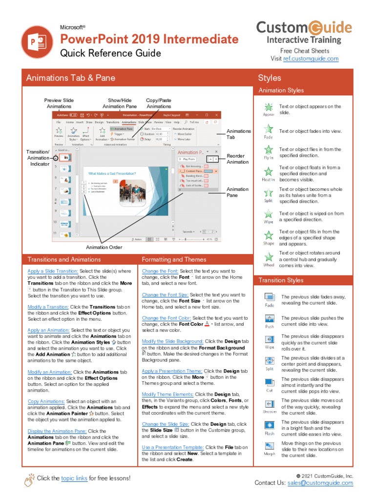Powerpoint 2019 Intermediate Quick Reference | Download Free PDF ...