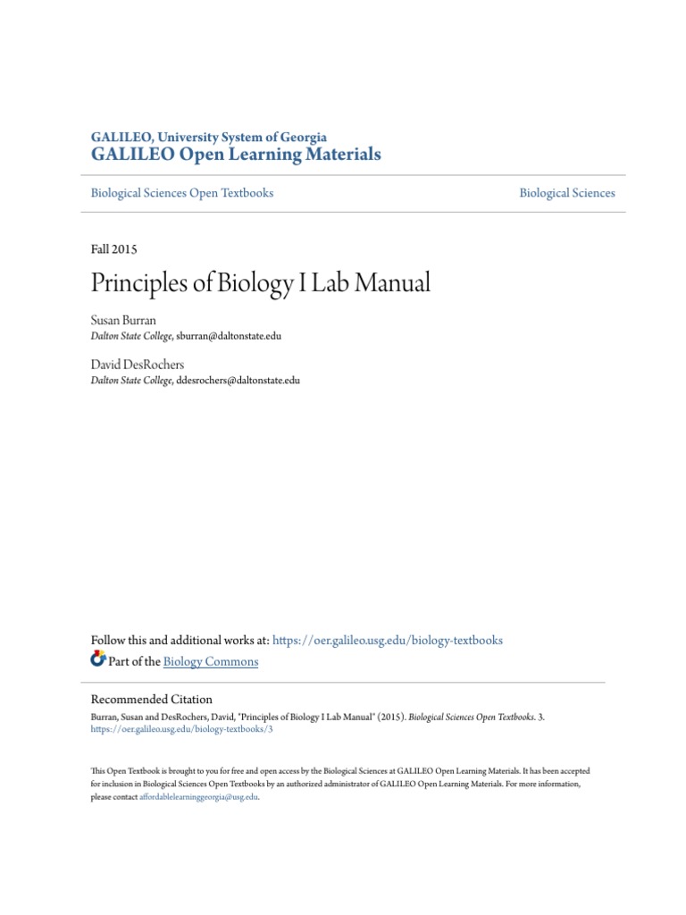 Principles of Biology I Lab Manual | PDF | Osmosis | Polysaccharide