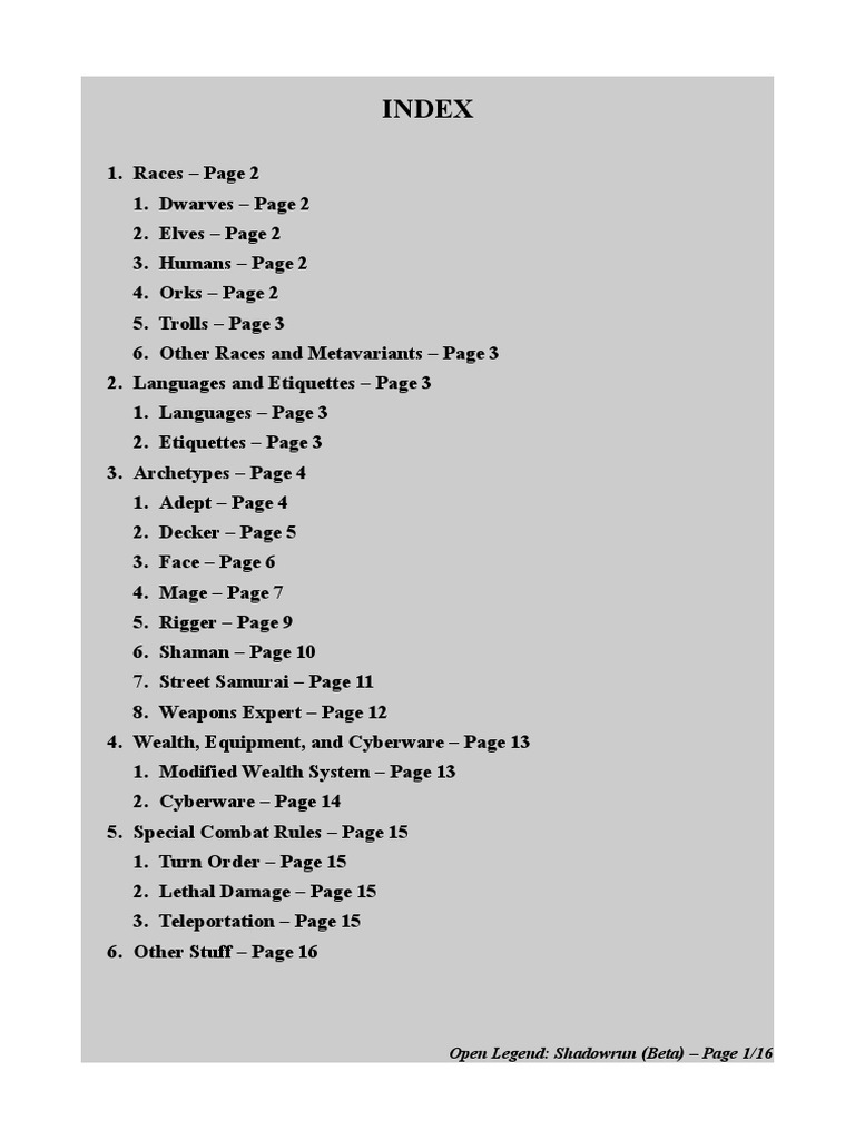 Shadowrun Races & Archetypes Guide | PDF