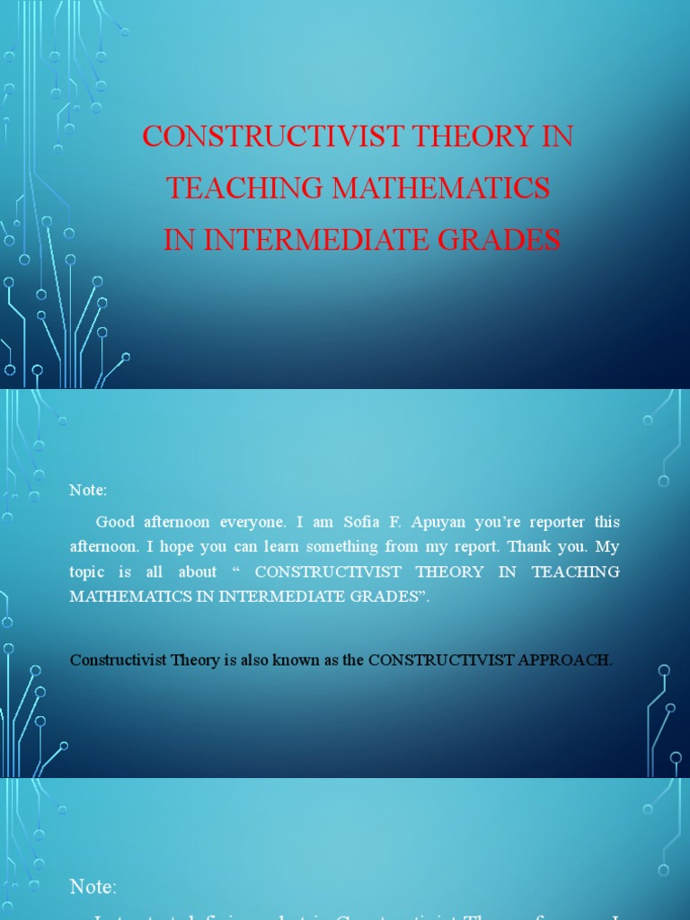 Constructivist Theory in Teaching Mathematics in Intermediate Grades | PDF | Constructivism ...