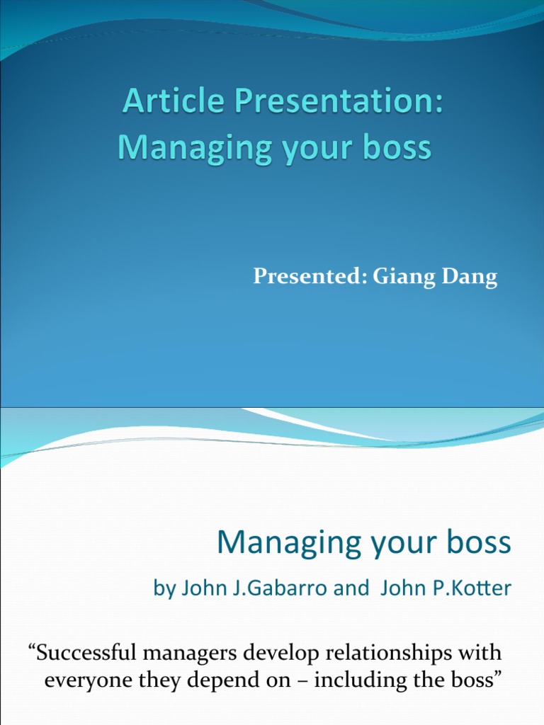 Managing Your Boss | PDF | Neuropsychological Assessment | Communication