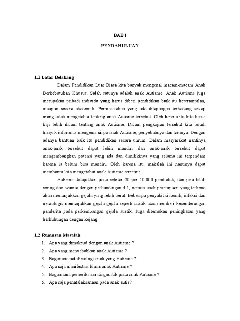Memahami Anak Autisme dan Penanganannya | PDF