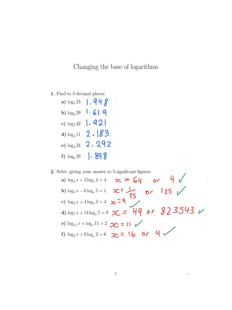 Logarithm Change of Base Problems | PDF | Special Functions | Numbers