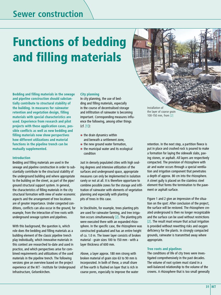 Functions of Bedding and Filling Materials: Sewer Construction | PDF ...