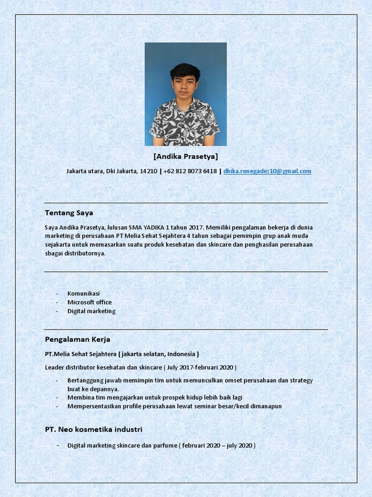 CV Andhika Prasetya | PDF