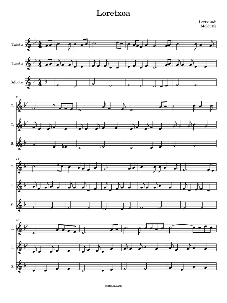 A Musical Score Depicting Traditional Basque Instruments and Musical ...