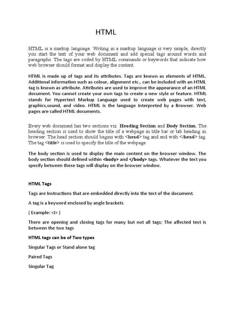 HTML: The Fundamentals and Beyond | PDF | Html Element | Html