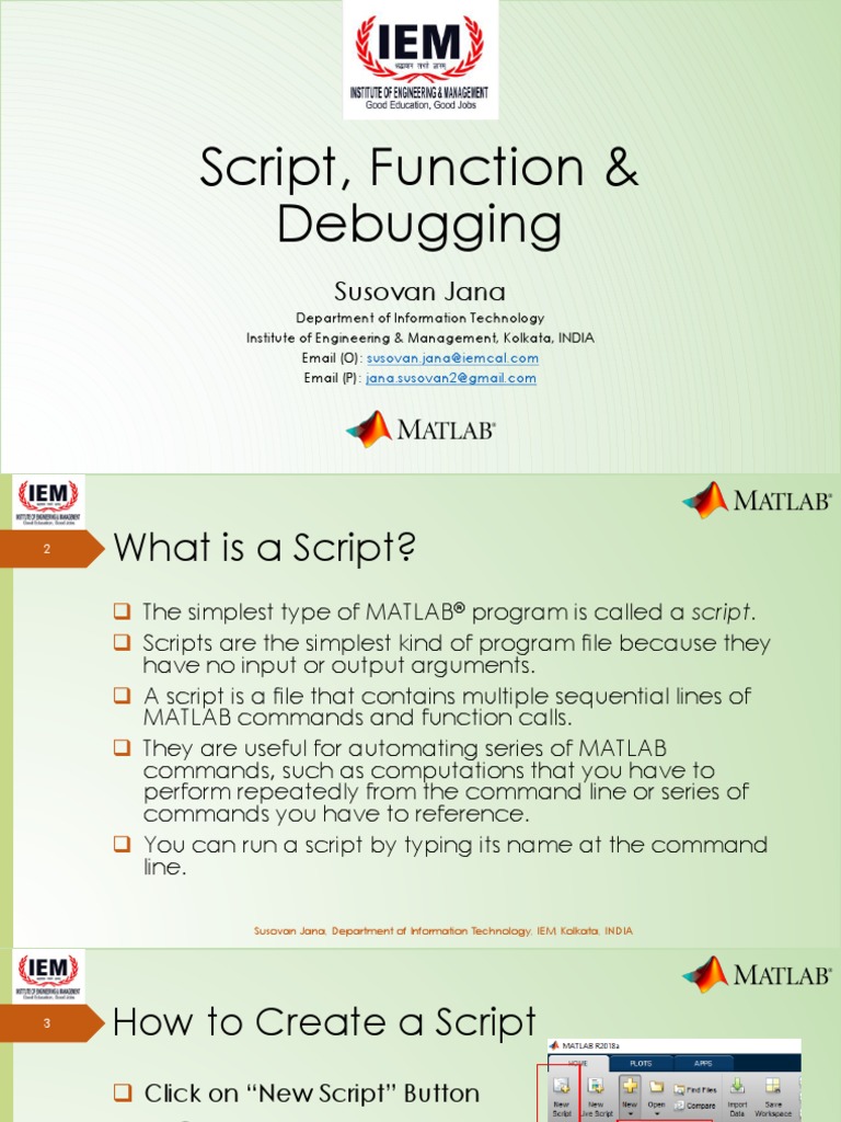 Matlab Script Function And Debugging Pdf Parameter Computer Programming Subroutine 