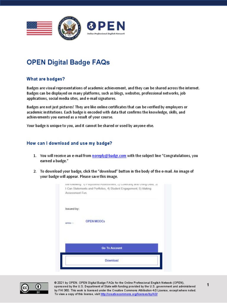 OPEN Digital Badge FAQs 2021 | PDF | Popular Culture & Media Studies ...