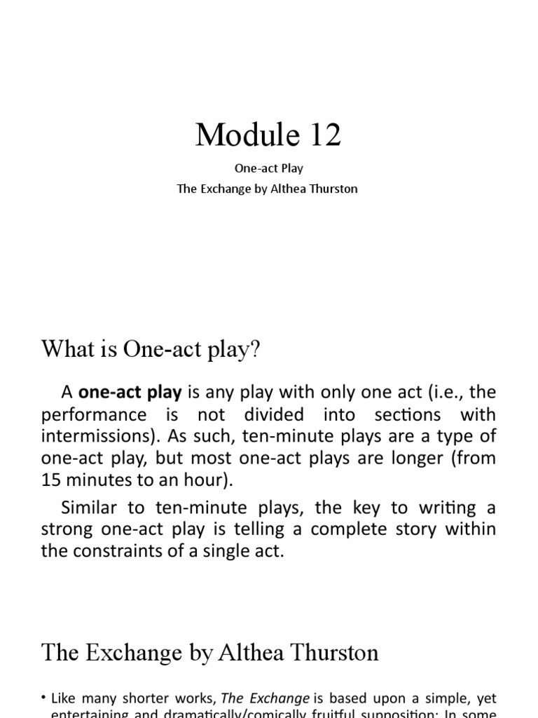 Summary of "The Exchange" Play | PDF
