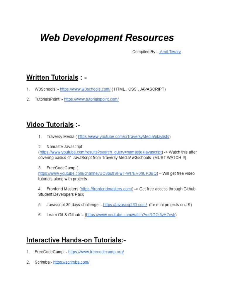 Web Development Resources: Written Tutorials | PDF | Computers